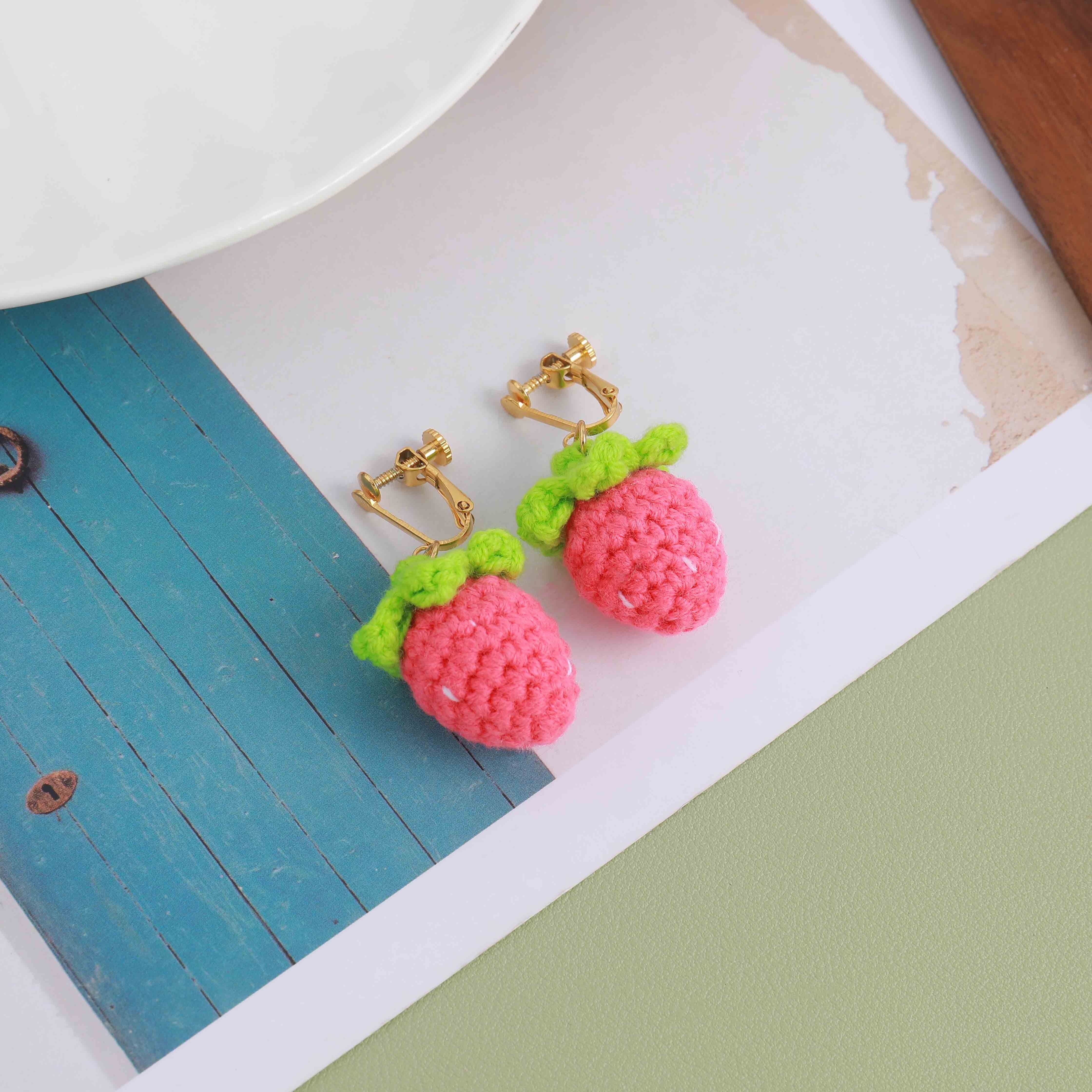 Exquisite Handmade Braided Fruit Strawberry Ear Clips Girls - Temu ...
