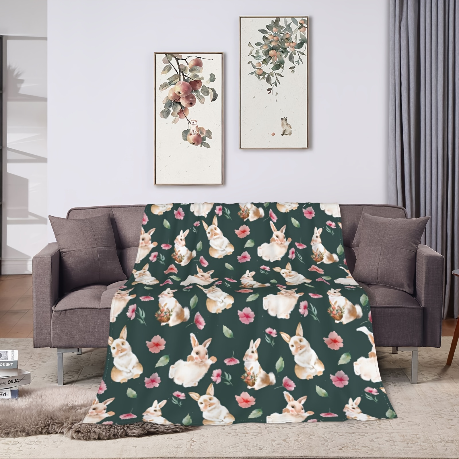 Rabbits Print Blanket Soft Cozy Throw Blanket Nap Blanket - Temu Ireland