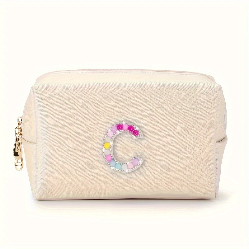 Initials Letter A Z Monogram Waterproof Travel Cosmetic Bag - Temu Canada