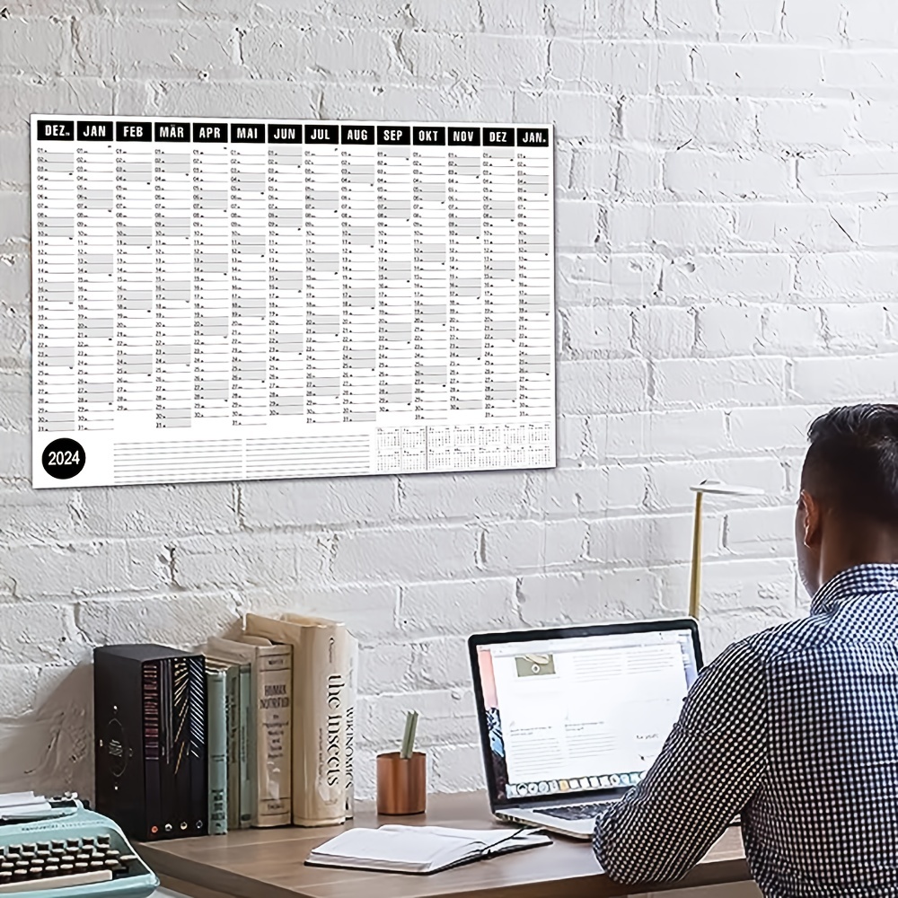 2024 Calendrier Simple Noir Et Blanc De 365 Jours Avec Affiche Et ...