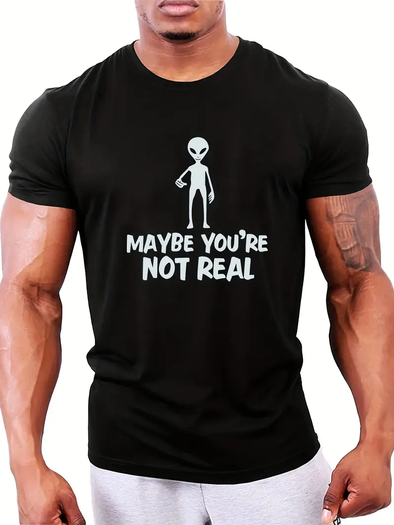 Plus Size Maybe Real Graphic Tees Male Oversized Causal T Temu Canada