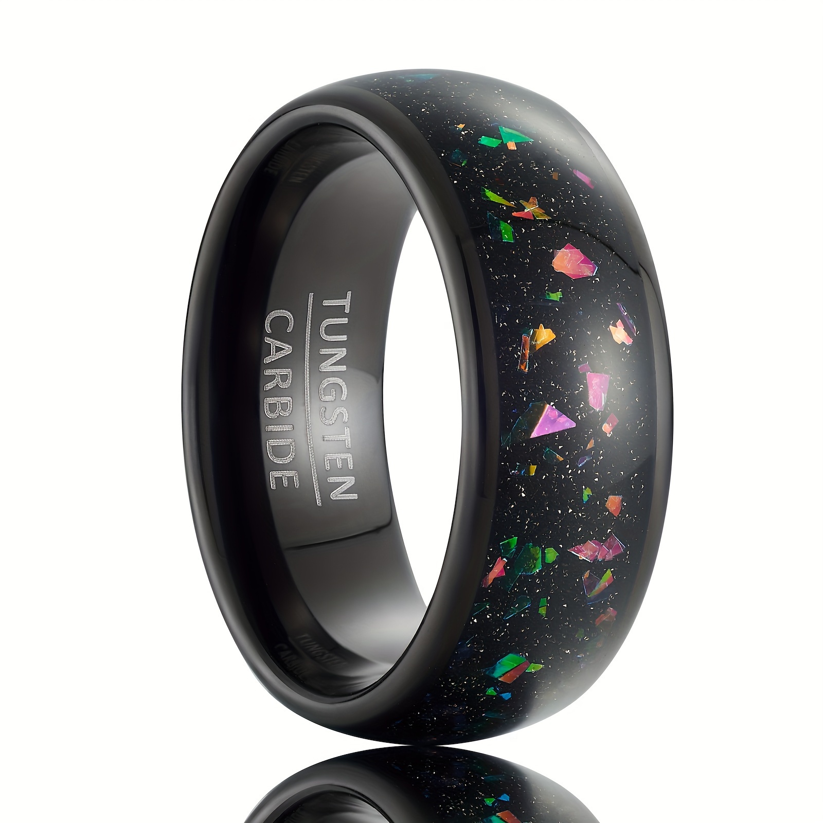 1 Trendy Men's Tungsten Steel Ring Wide Curved Surface - Temu United ...