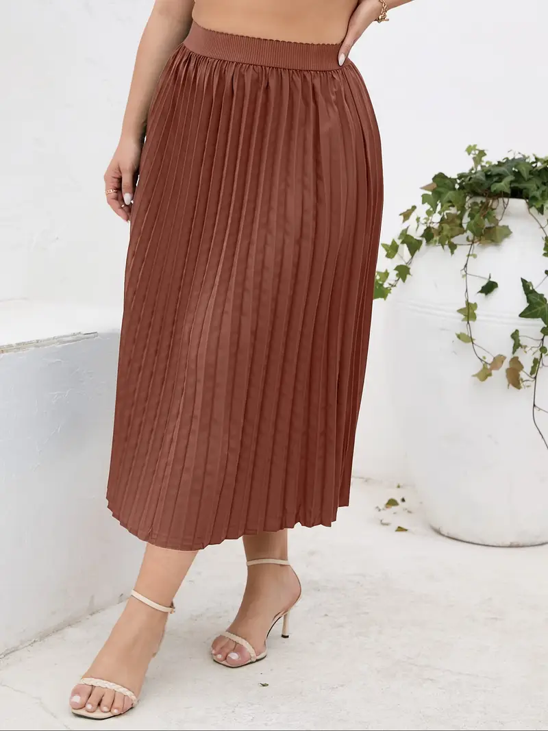 Pleated Skirt Plus Size Solid Casual Skirt Spring Summer - Temu Canada Pleated Skirt Plus Size Solid Casual Skirt Spring Summer - Temu Canada
