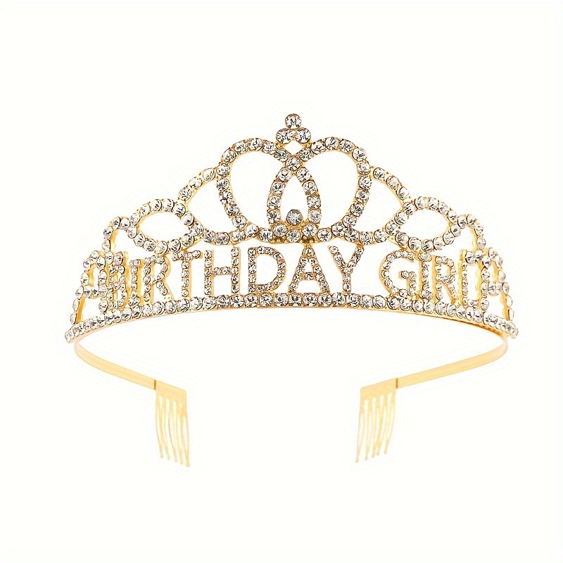 a golden studded crown headband birthday girl Temu Canada