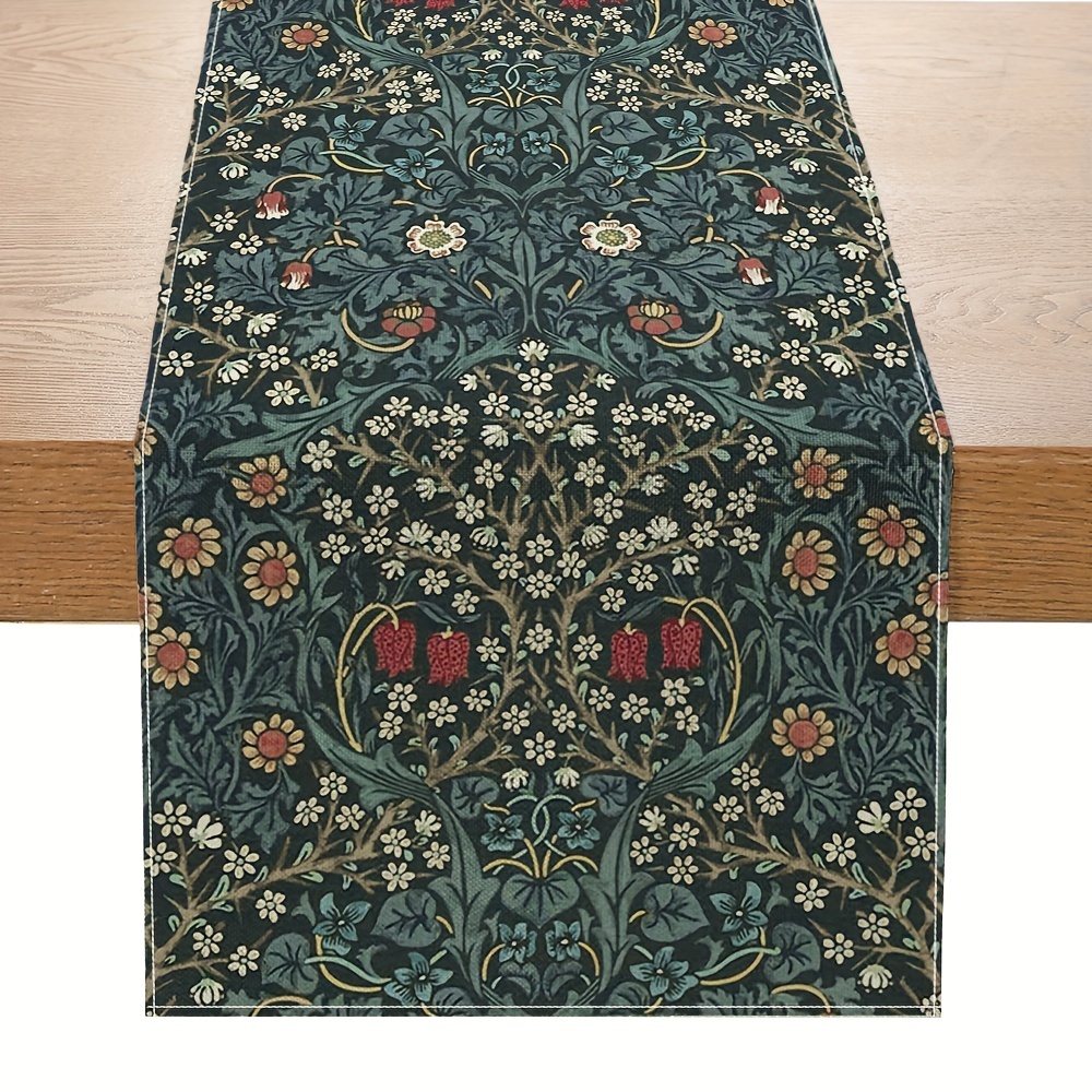 William Morris Floral Table Runner Vintage Flowers Dining - Temu