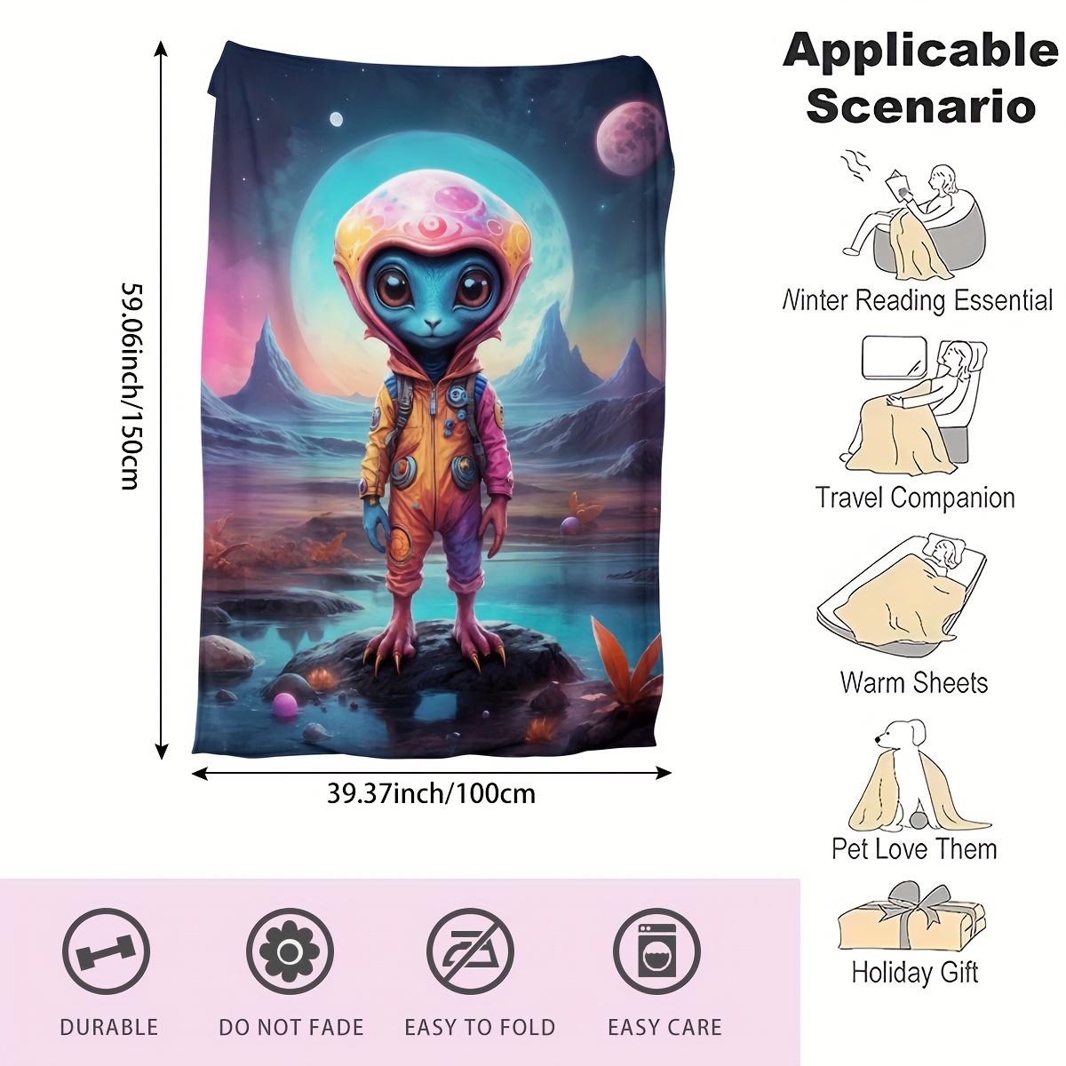 Super Cute Alien Flannel Digital Print Blanket Throw Blanket - Temu New ...
