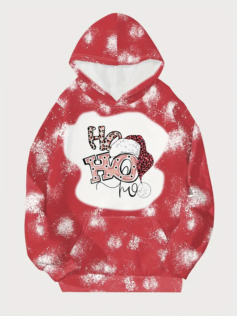 Christmas Print Loose Sweatshirt Casual Long Sleeve Kangaroo Temu New
