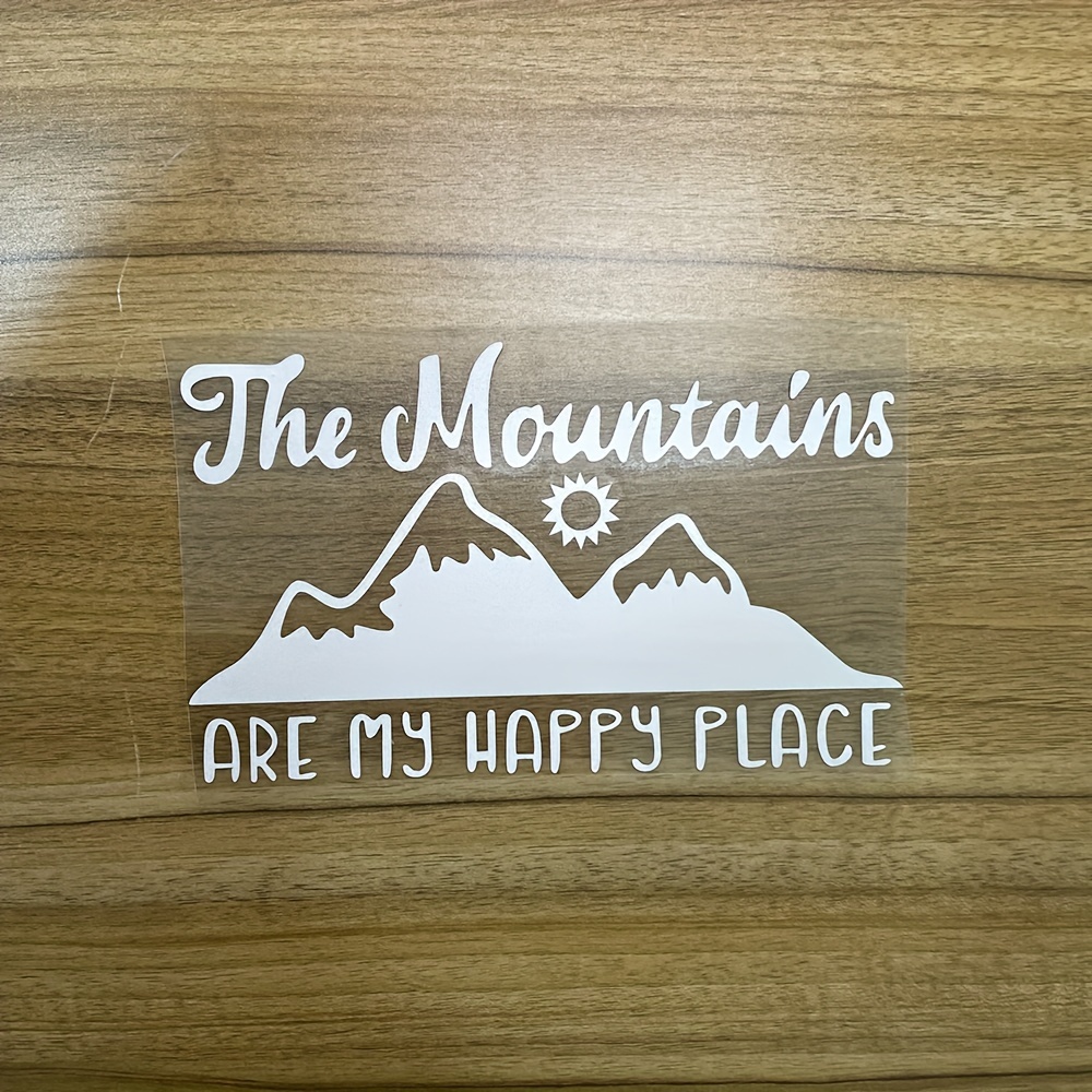 The Mountains Are My Happy Car Window Sticker Reflective Car Decor ...