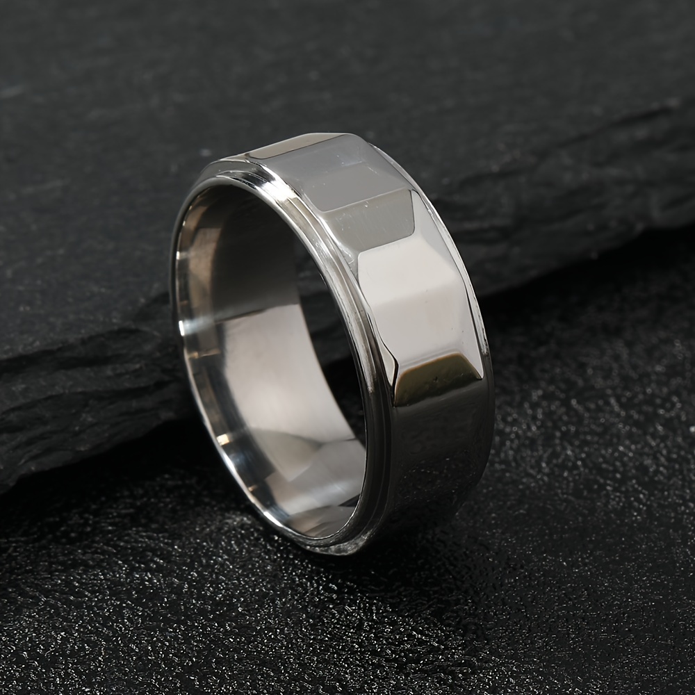 Simple Multi-sided Rhombus Shaped 201 Stainless Steel Ring - Temu ...