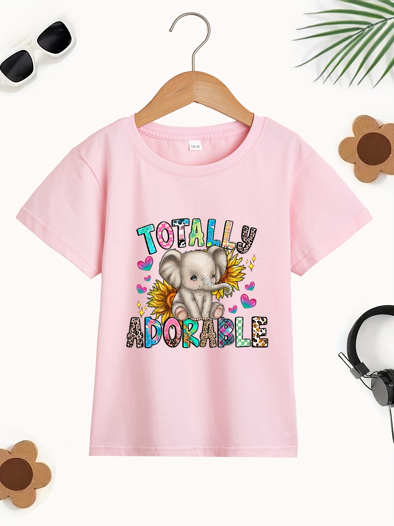 "totally Adorable" Letter Elephant Print Boys Creative T - Temu Ireland