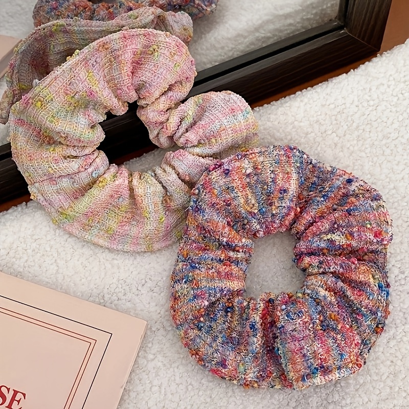 Colorful Woolen Knitted Scrunchies Hair Ties Autumn And - Temu New Zealand