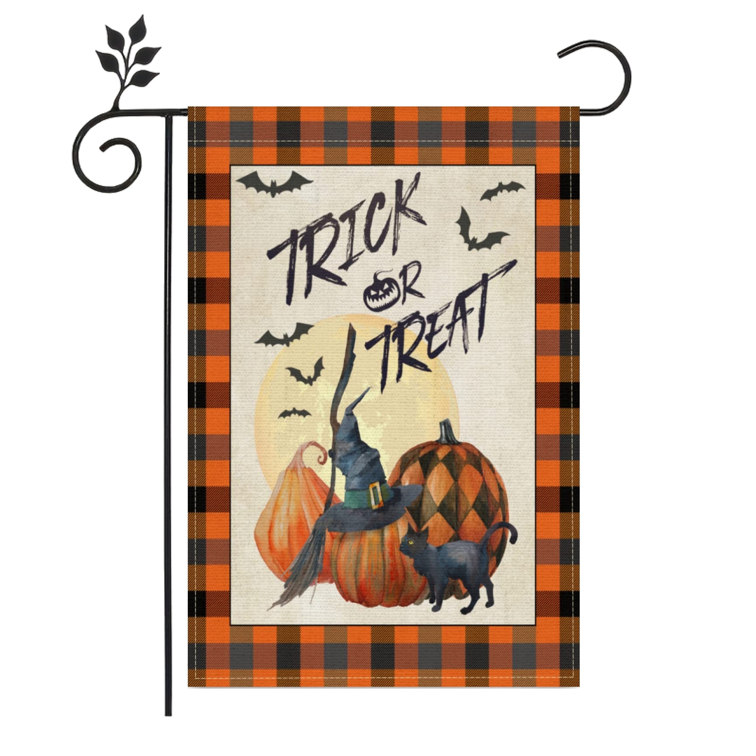 Halloween Black Cat Plaid Pumpkin Garden Flag Halloween - Temu Australia