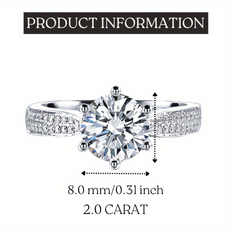 Moissanite Ring Girls 925 Silver 6 prong Sparkling Ring - Temu Portugal