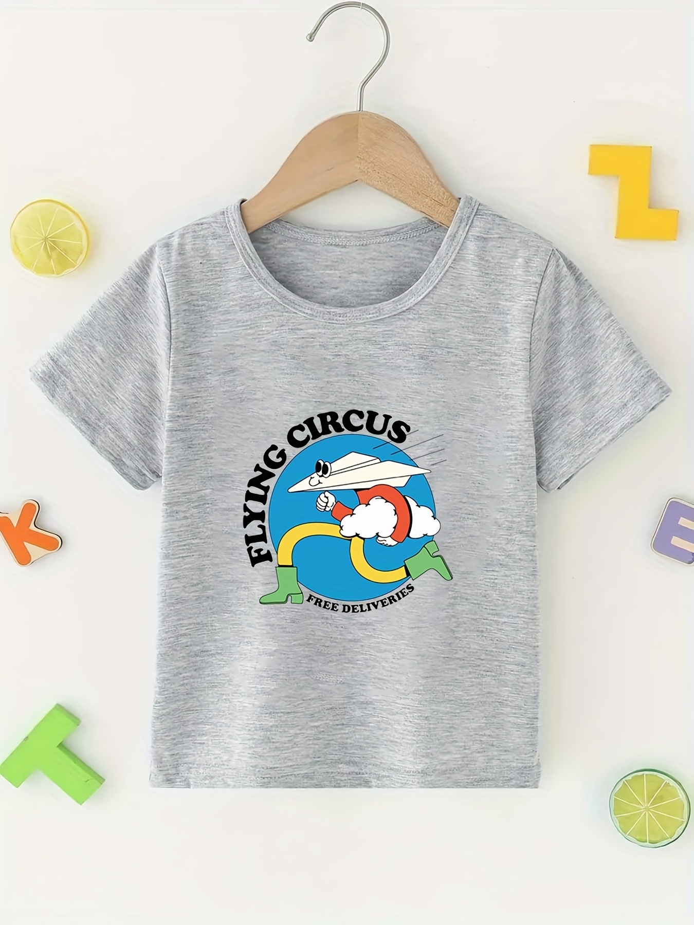 Funny Cartoon Paper Plane Print Boys Creative T shirt Casual - Temu ...