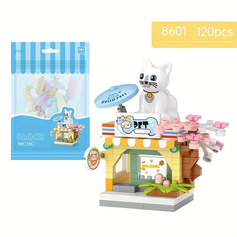 City Street View Mini Building Blocks Diy Pet Shop Coffee Fruit Shop ...