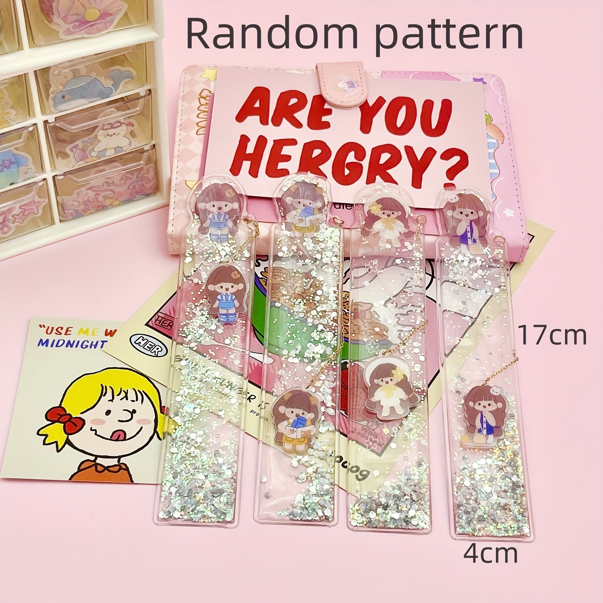 Cute Cartoon In Oil Quicksand Ruler Creative Drawing Ruler Girl Scale ...