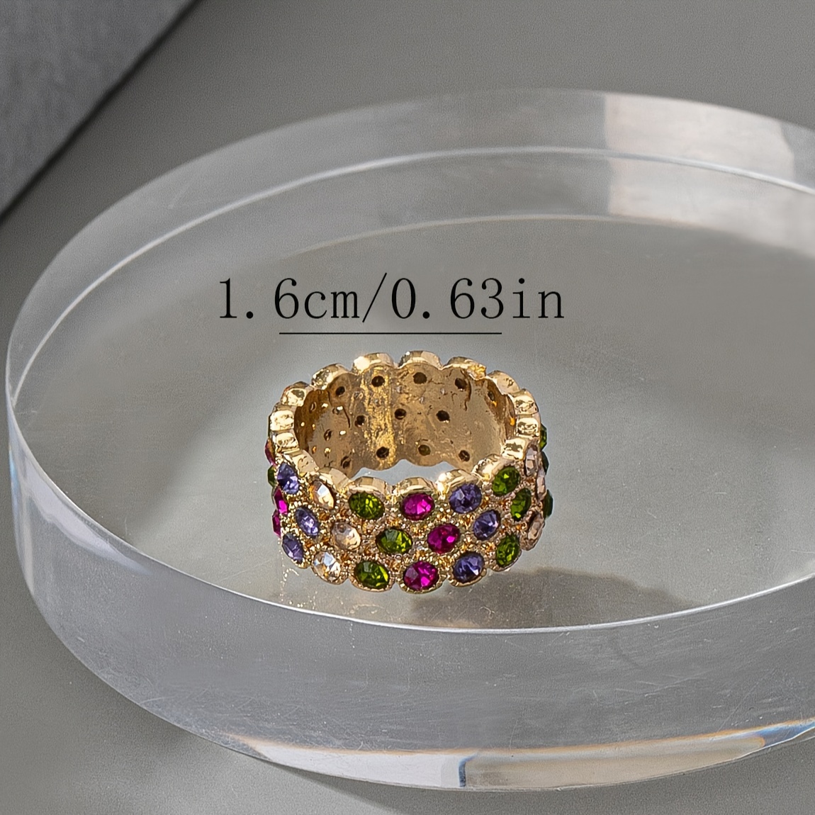 Colorful Rhinestones Band Gorgeous Alloy Ring Bling Bling - Temu Portugal