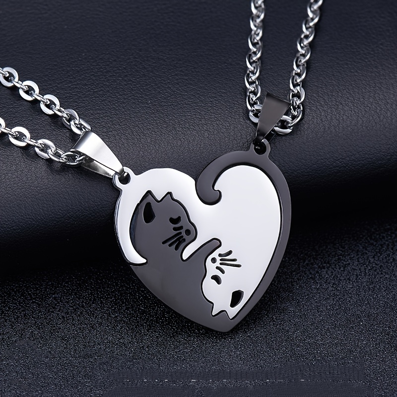 Romantic Sweet Creative Cute Cats Hug Matching Necklaces - Temu United ...