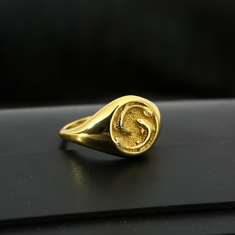 Men's Fashion Double Fish Ring Vintage Golden Copper Ring - Temu United ...