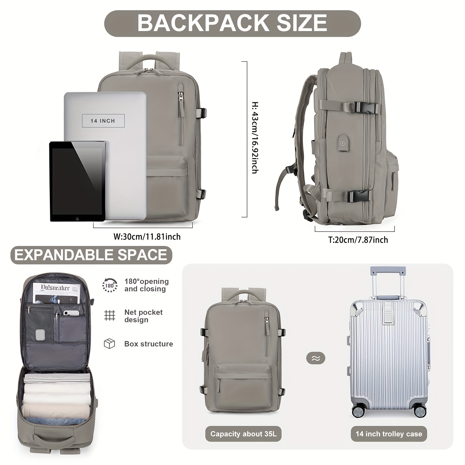 Trendy Large Capacity Travel Backpack Solid Color Multi - Temu New Zealand Trendy Large Capacity Travel Backpack Solid Color Multi - Temu New Zealand