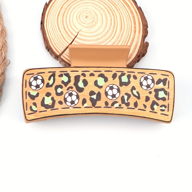 Vintage Pu Leather Printed Hair Claw Clips Nonslip Hair - Temu Ireland