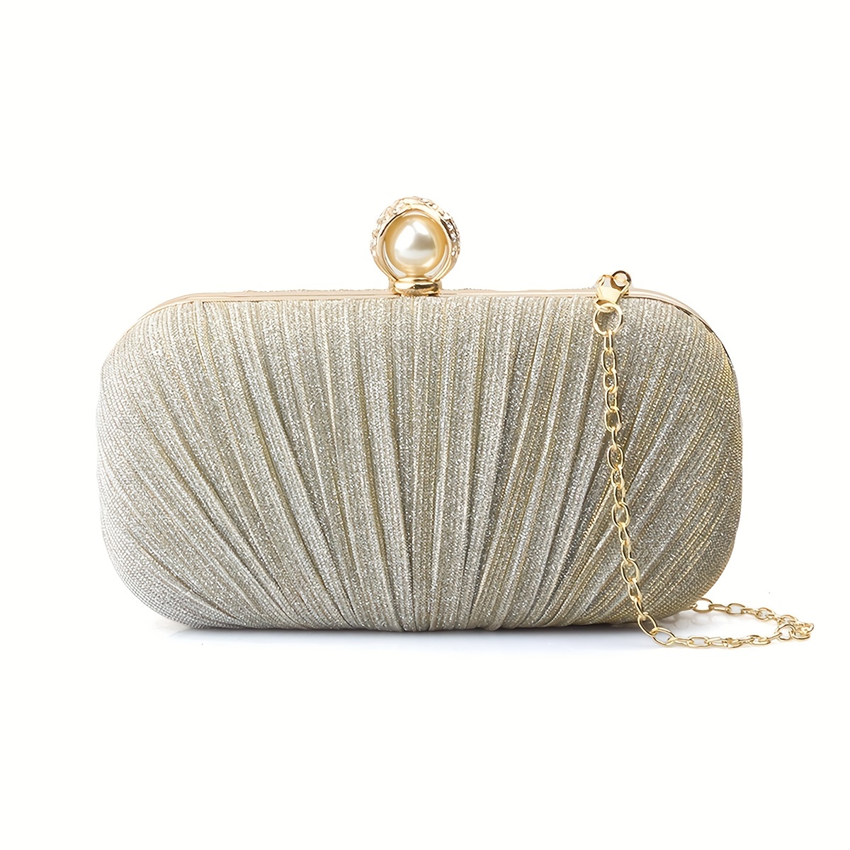 Glitter Pleated Evening Bag Elegant Dinner Clutch Purse Formal Banquet ...