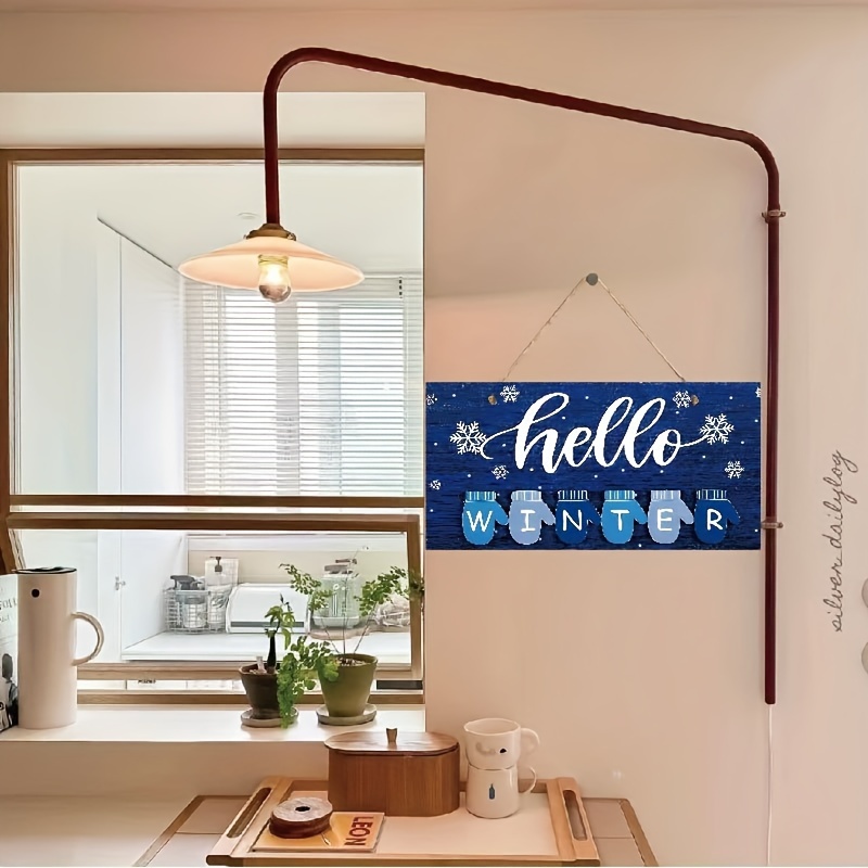 Wooden Hanging Sign Hello Winter Sign Rustic Wood Decor - Temu