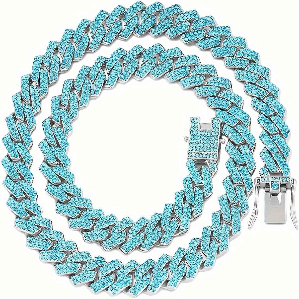 Dog Chain Collar Cuban Chain Dog Necklace Metal Pet Rhinestone Collar ...