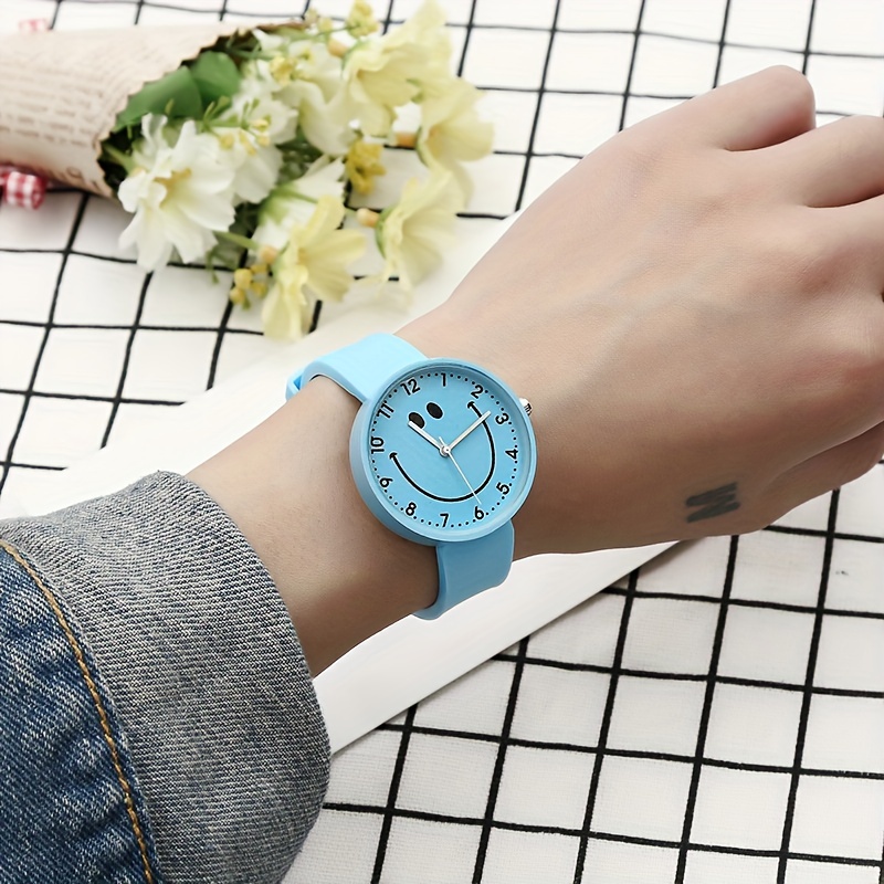 Smile Face Quartz Watch Cute Candy Color Analog Silicone Wrist Watch ...