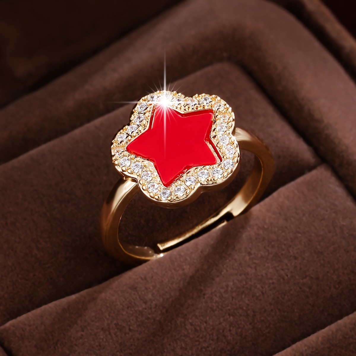 Elegant Style Star Flower Ring Female Niche Design Finger - Temu United ...