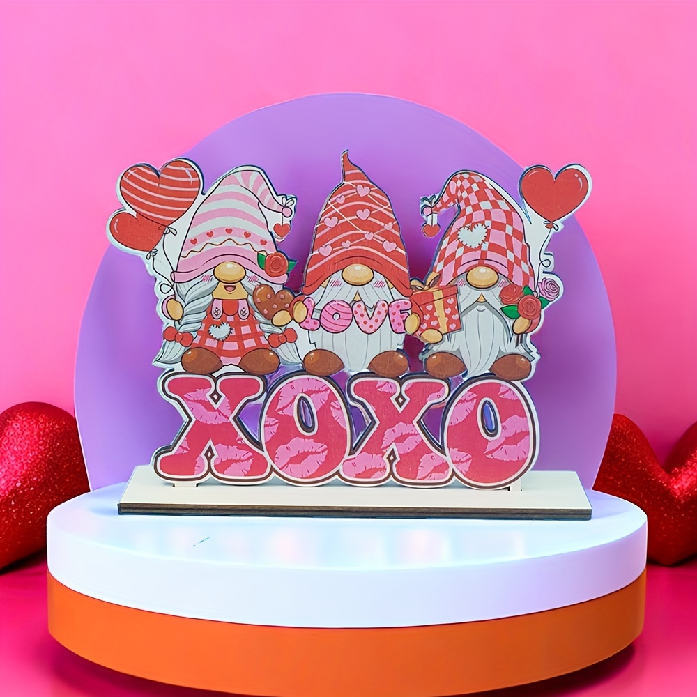 Love Wooden Table Centerpieces Gnome Love Heart Shape Table - Temu ...