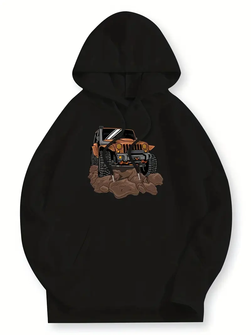Monster Truck Print Hoodies Men Graphic Sweatshirt Kangaroo Temu Canada