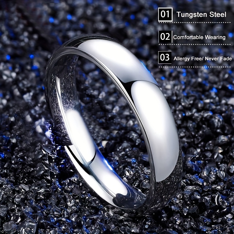 Minimalist Style Tungsten Band Ring Plated Polished Surface - Temu ...