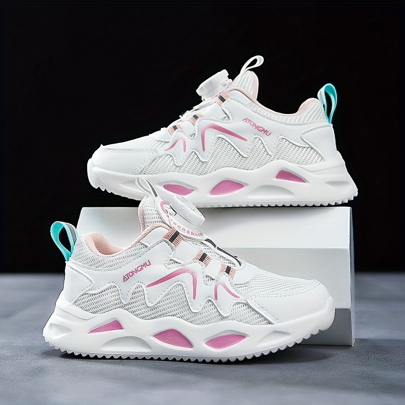 Casual Low Top Sneakers With Rotating Button For Girls Breathable ...