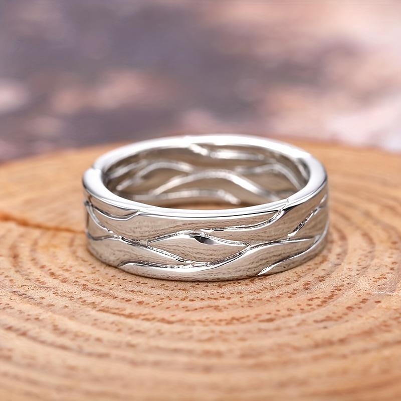 Stylish Band Ring Silver Plated Suitable Men Women Match - Temu United ...