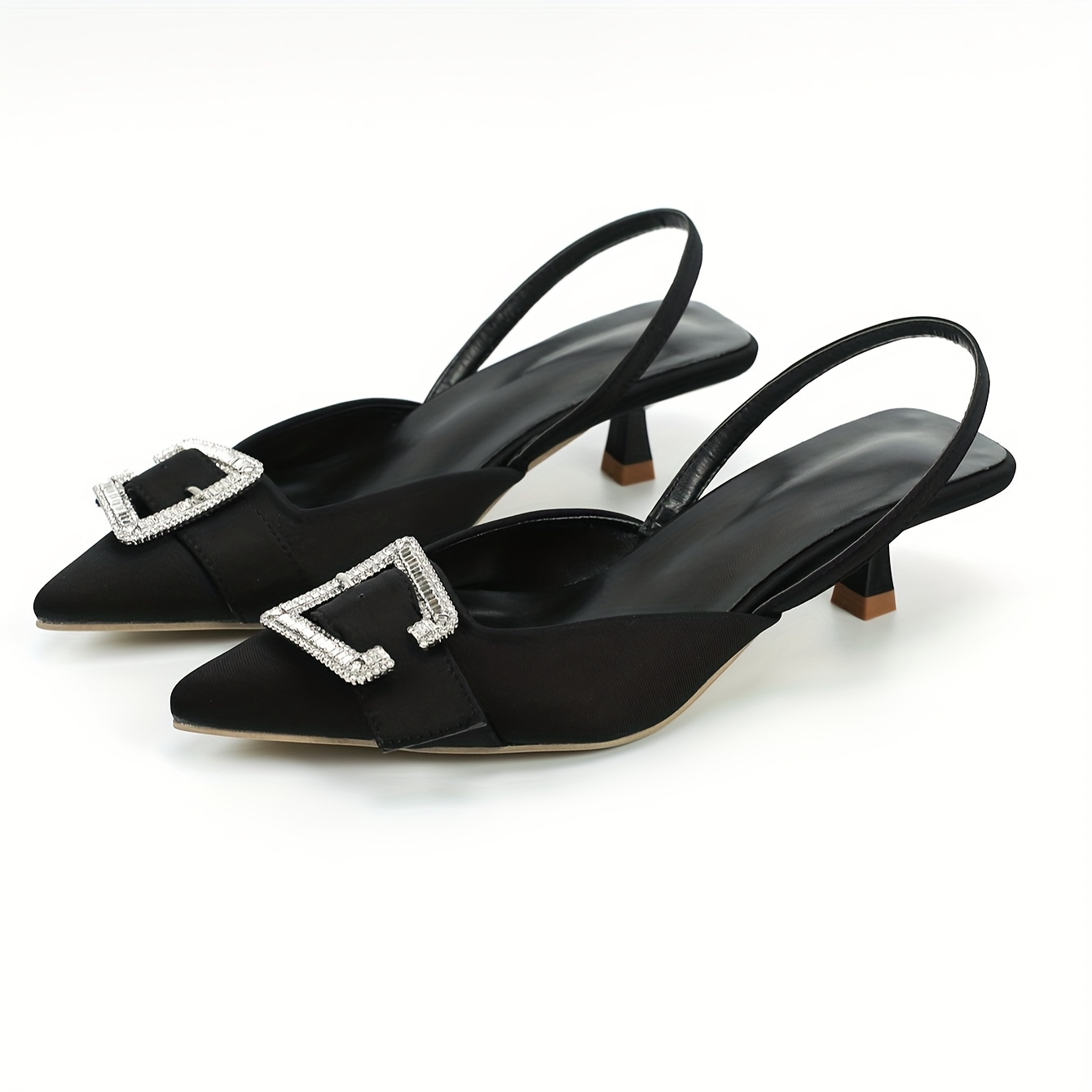 Kitten hakken Met Strass gesp Voor Dames Slingback sandalen - Temu Belgium