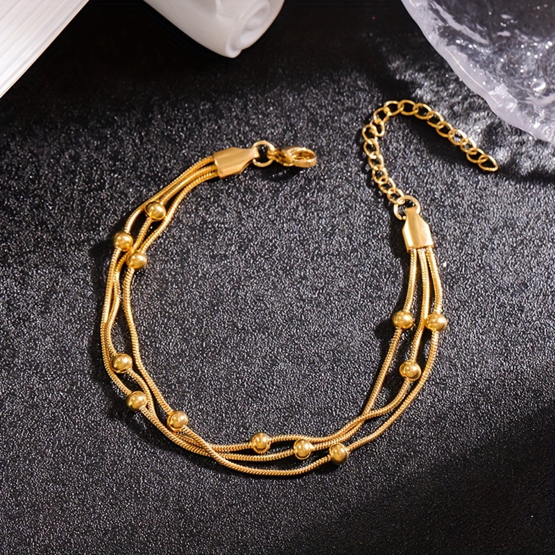 Stainless Steel Fashion Multi layer Round Bead Bracelet - Temu Denmark