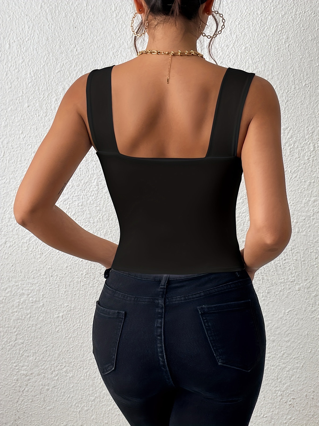 Solid Crop Cami Top Sleeveless Casual Every Day Top Summer Temu