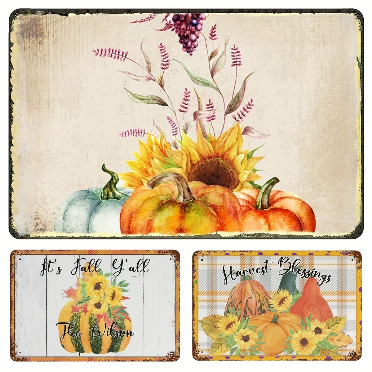 Happy Thanksgiving Day Pumpkin Sunflower Metal Tin Sign - Temu Ireland