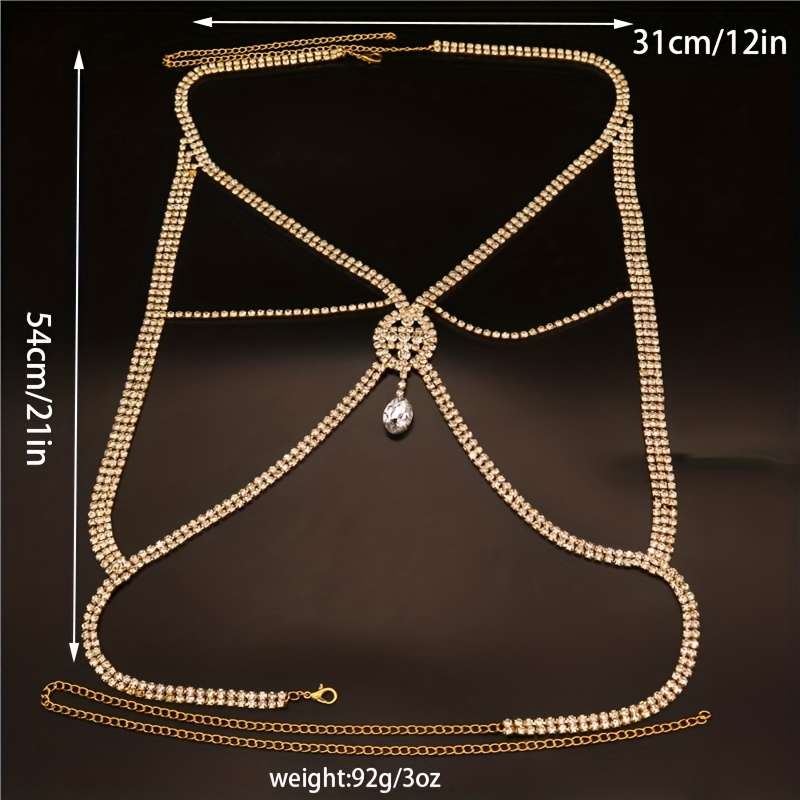 Luxury Rhinestone Shape Pendant Chest Bra Chain - Temu