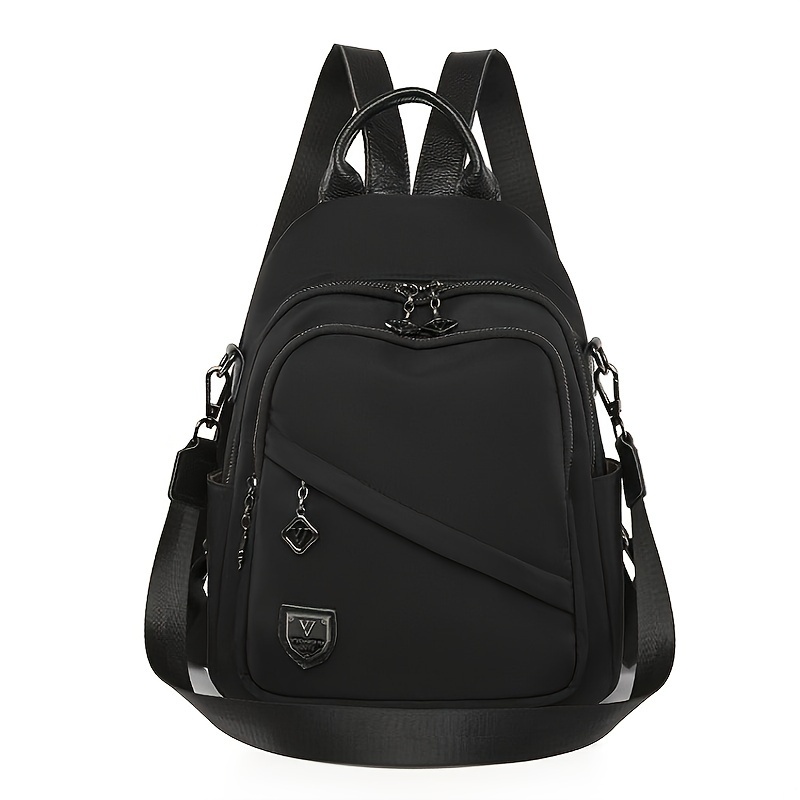 Simple Solid Color Backpack Purse Casual Oxford Cloth - Temu Canada