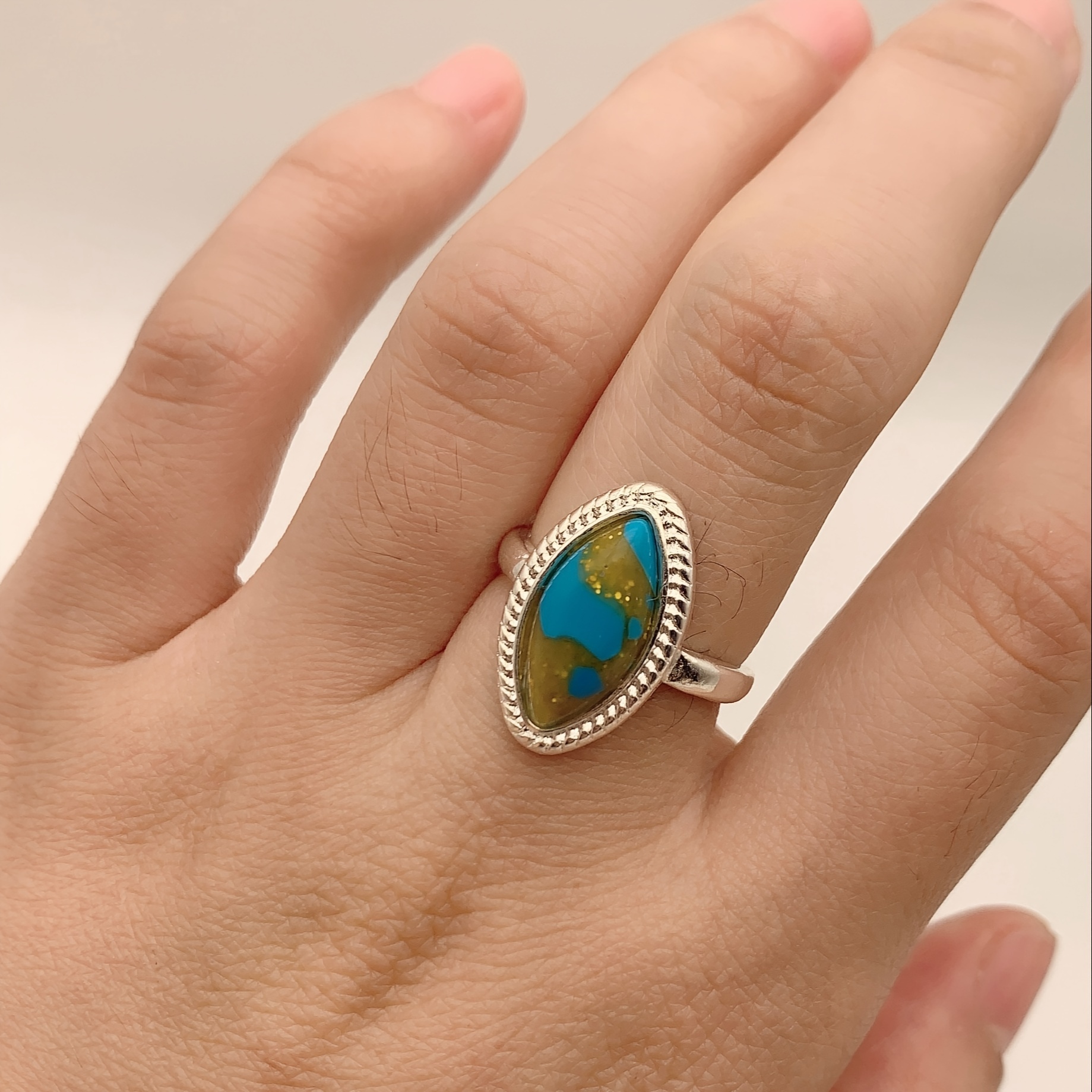 Boho Style Ring Inlaid Turquoise Match Daily Outfits Multi - Temu ...