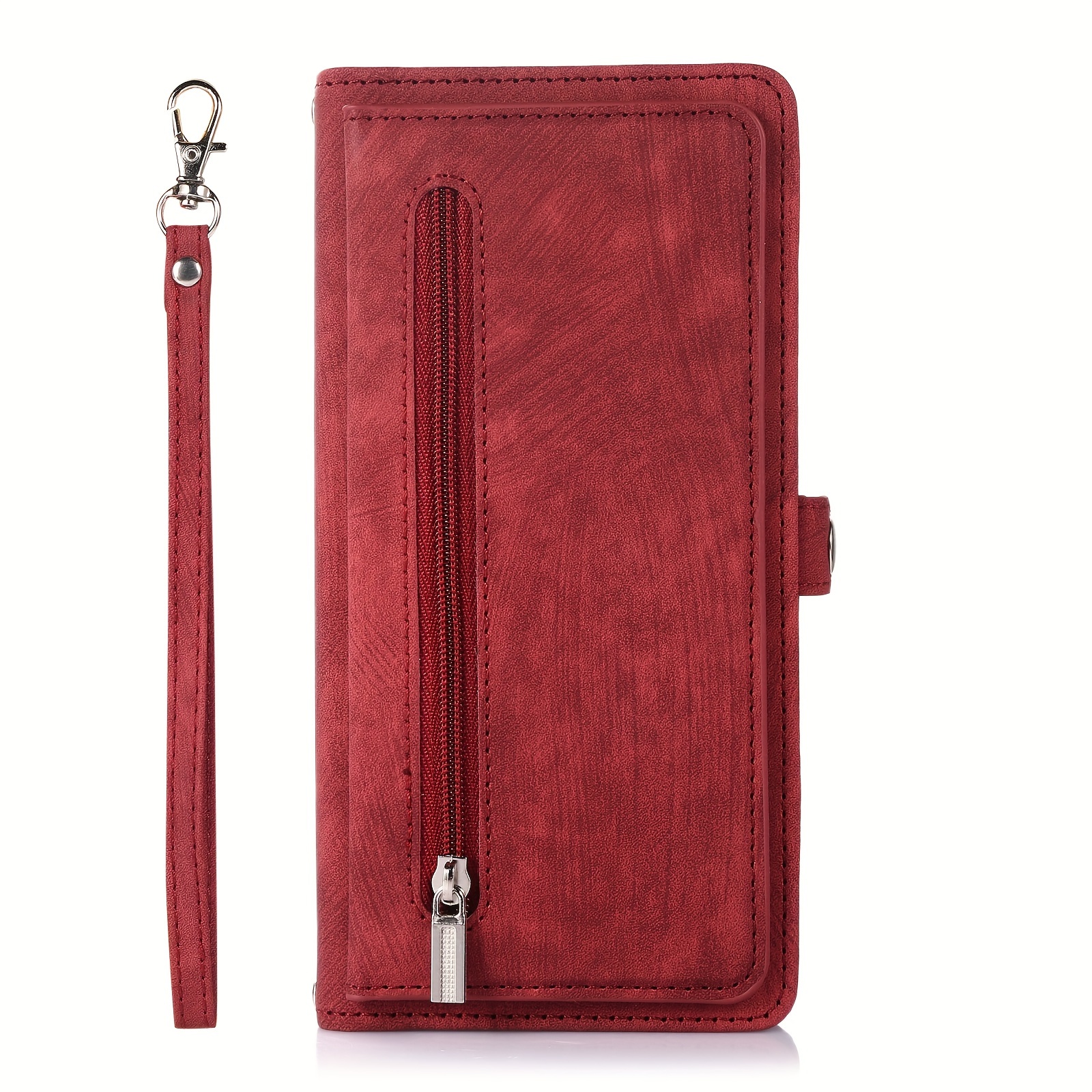 Red Zipper High Capacity Wallet Drop Resistant Phone Case - Temu ...