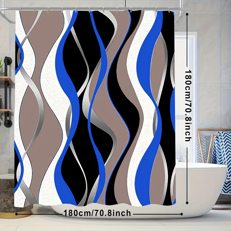 Shower Curtain Set Wave Striped Pattern Waterproof Shower - Temu Australia