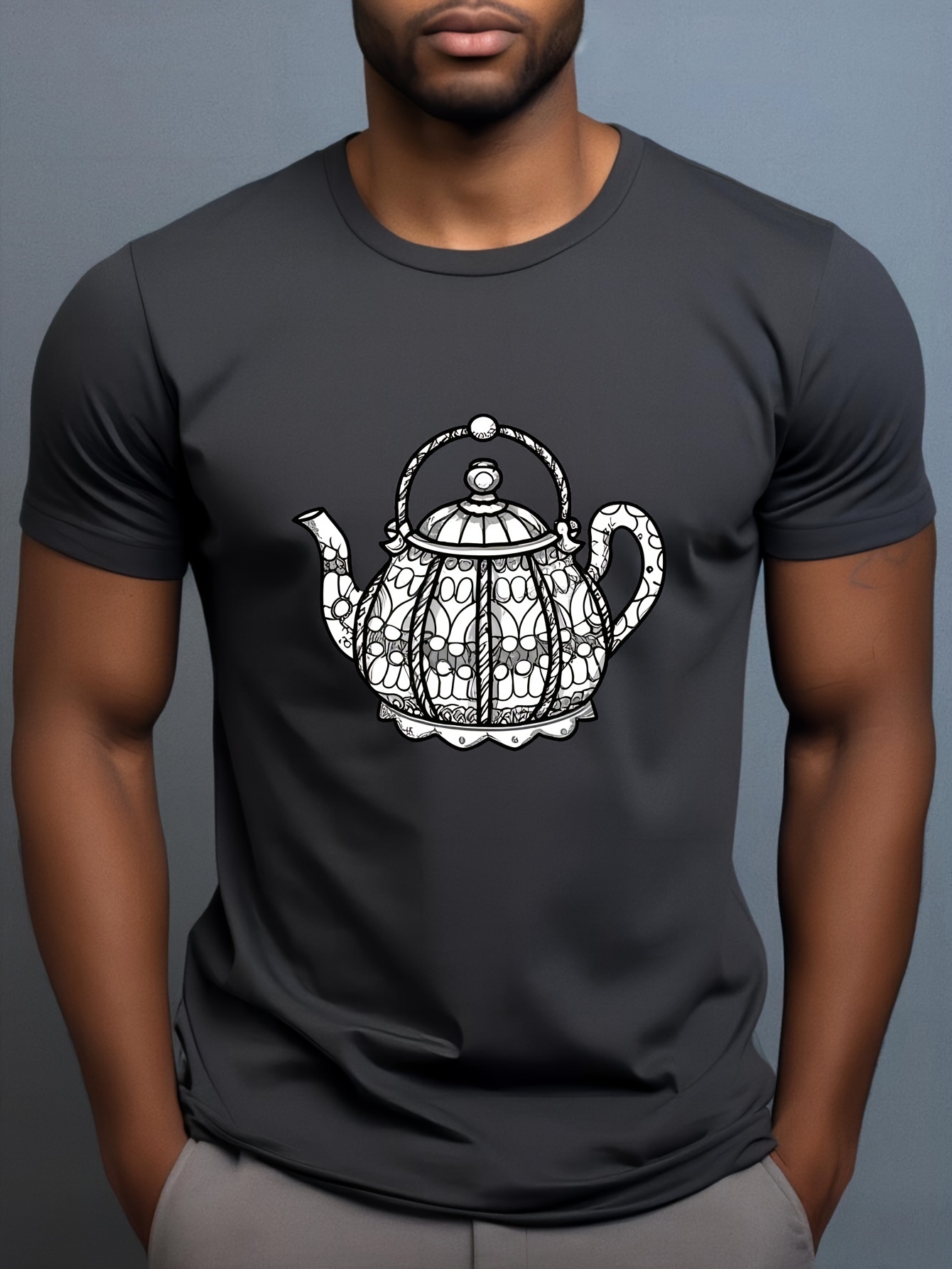 cartoon tea kettle print t shirt men stylish short sleeve - Temu Canada