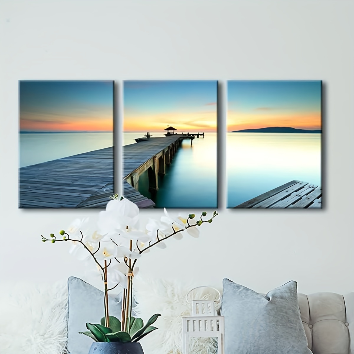 3pcs Set Seascape Canvas Print Posters Sunset Ocean Beach Canvas Wall ...