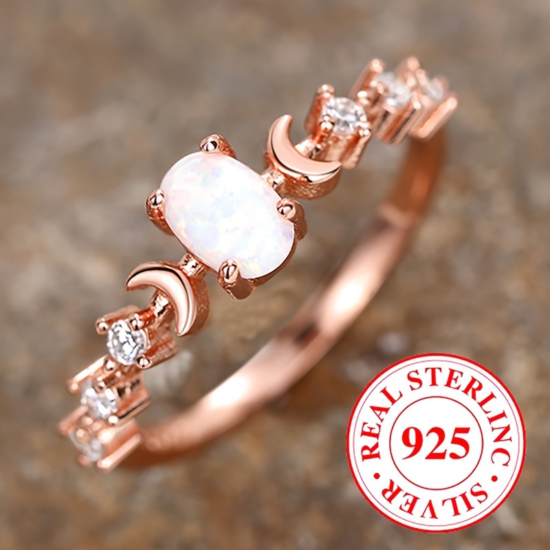 925 Sterling Silver Promise Ring Inlaid Opal In Egg Shape - Temu New ...