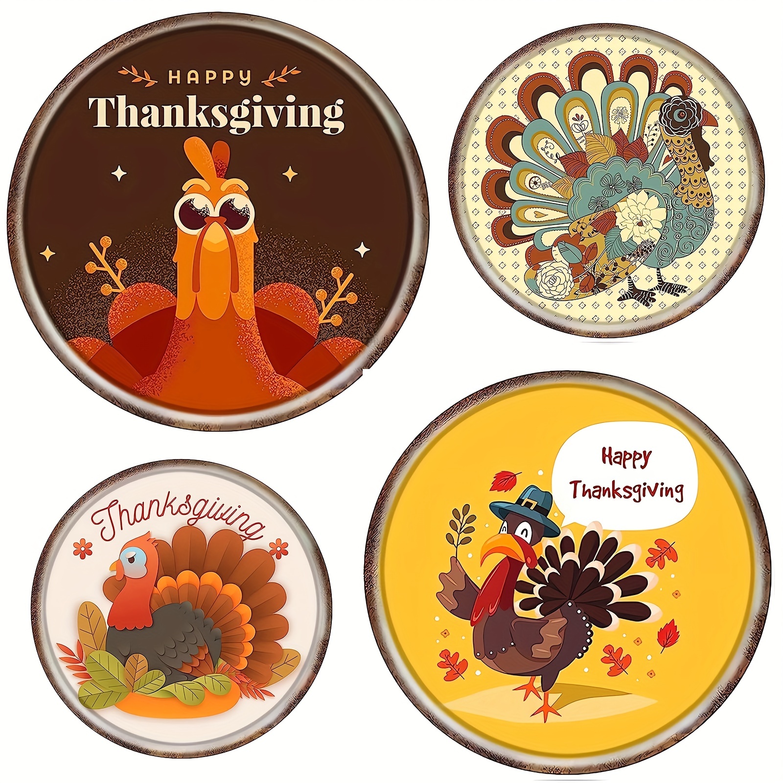 Metal Sign Wreath Happy Thanksgiving Turkey Give Thanks Fall - Temu New ...