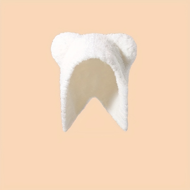 Classic Plush Bear Beanie Ears Cute Solid Color Hat - Temu United Kingdom