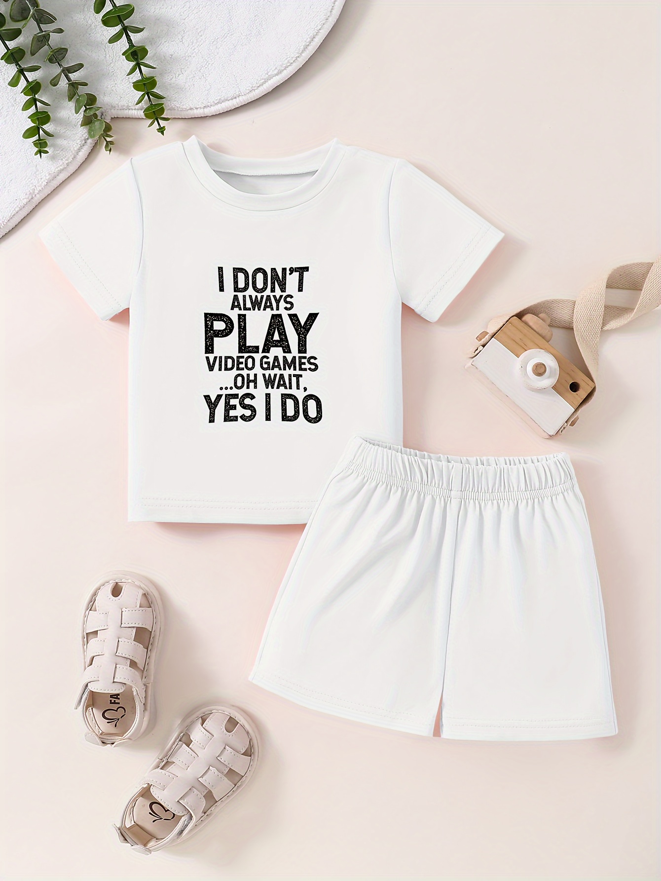 Letter Print Crew Neck T shirt Boys Short Sleeve Outfit - Temu New Zealand